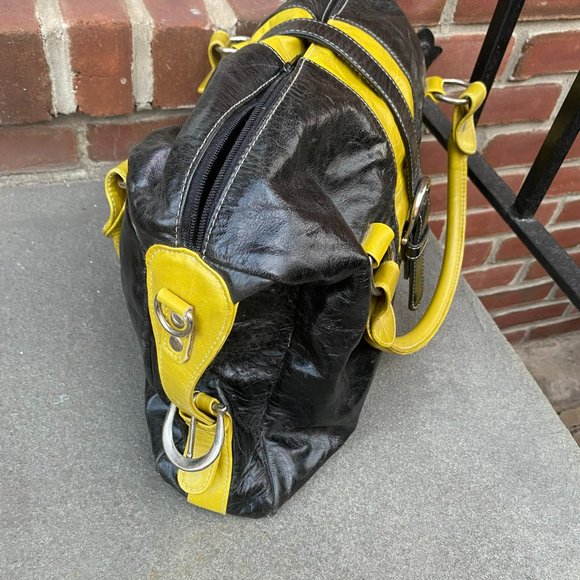 KiKi Pearl | Bags | Kiki Pearl Handbag Black And Mustard Yellow ...